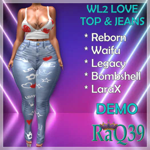Second Life Marketplace - [R39] WL2 Love Top & Jeans-DEMO
